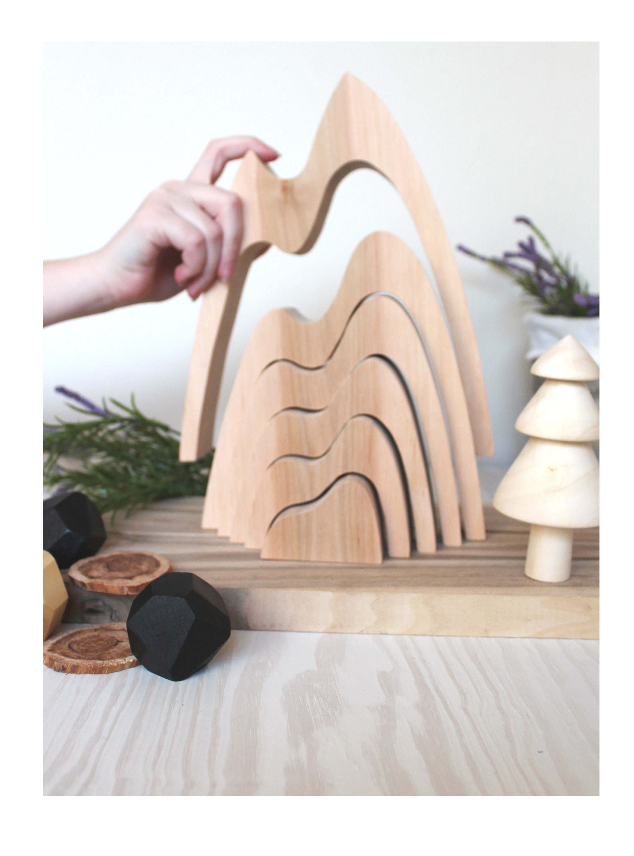 Mountain Wooden Toy Wooden Stacker Toy Montessori Toys 2 | Etsy