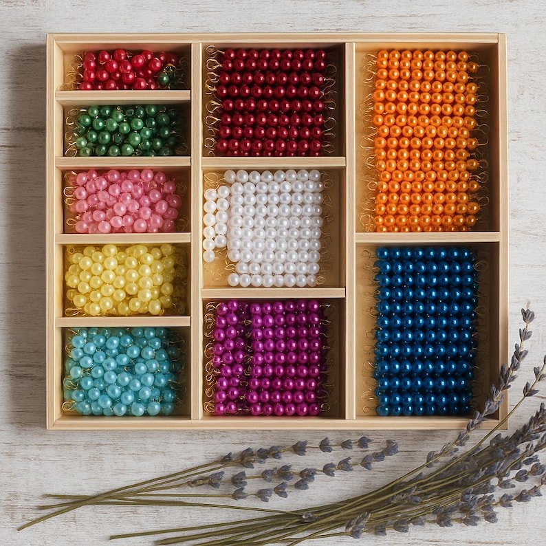 Montessori Beads Box Checker Board Beads Bead Decanomial Multiplication ...