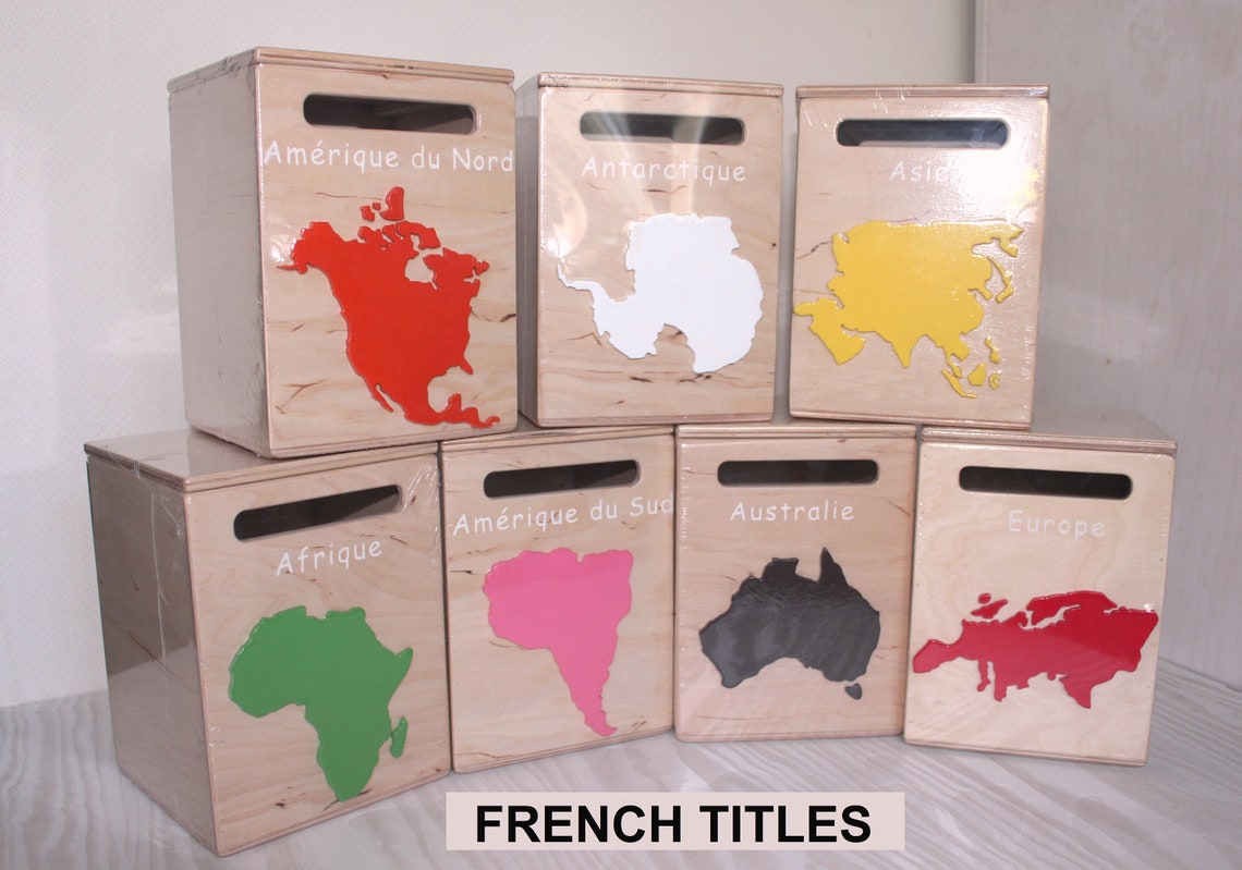 Montessori Continent Box SET of 7 Continents Continent Storage | Etsy