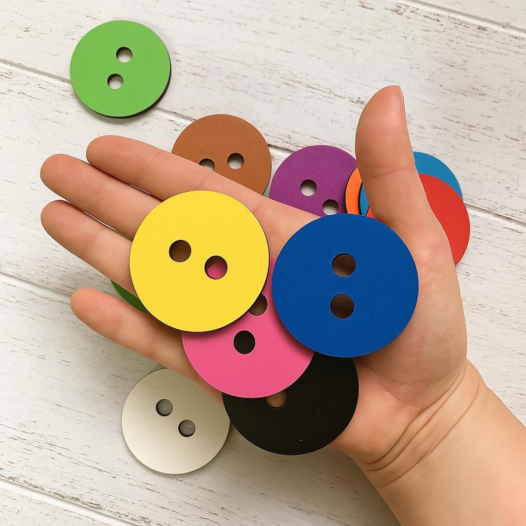 Wooden Sorting Toy, Set of Wooden Buttons, Lacing Toy, Counting Toy ...