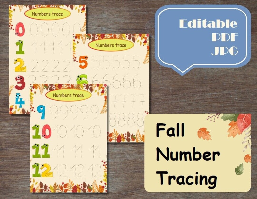 Fall Number Tracing, Number Tracing Worksheets Pdf, Traceable Numbers ...