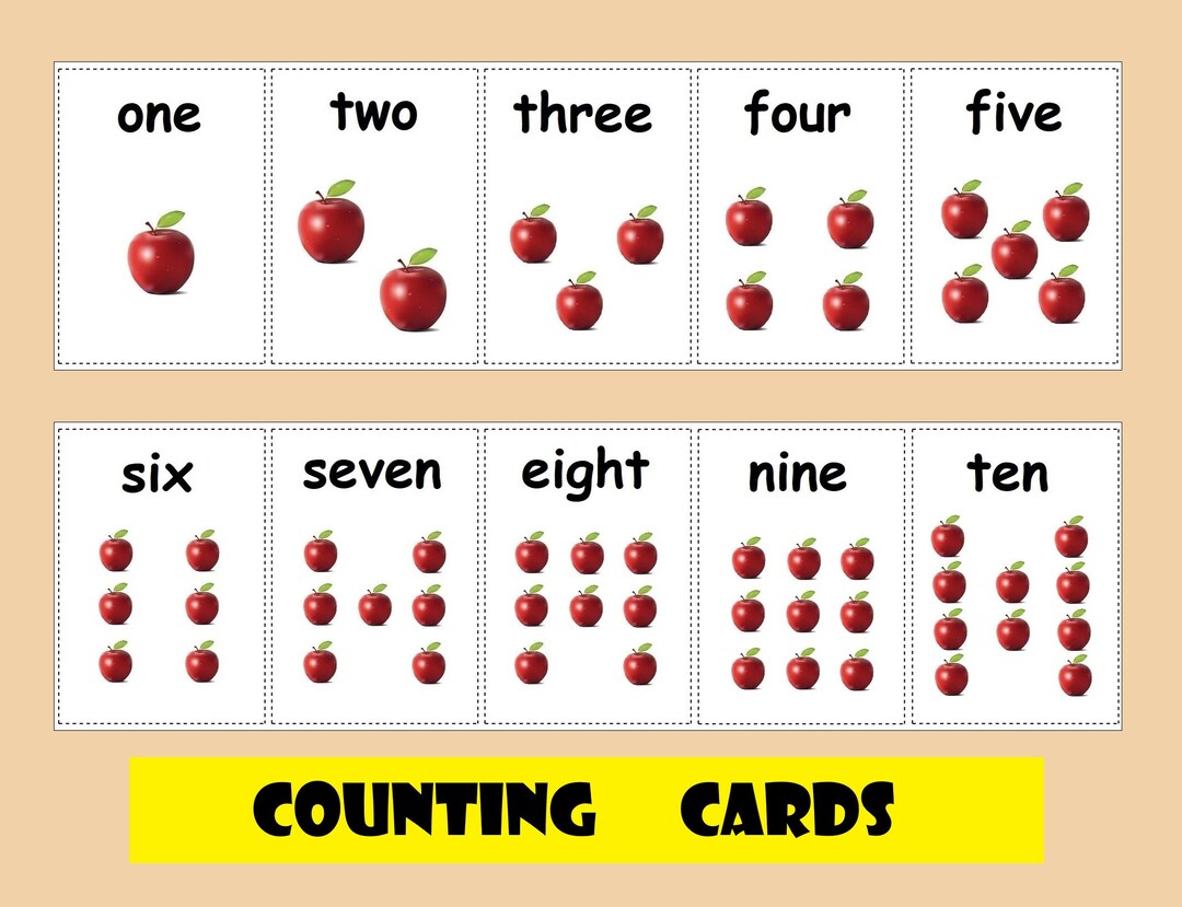 Apple Counting Cards, Fall Counting Cards, Apple Cards Montessori ...