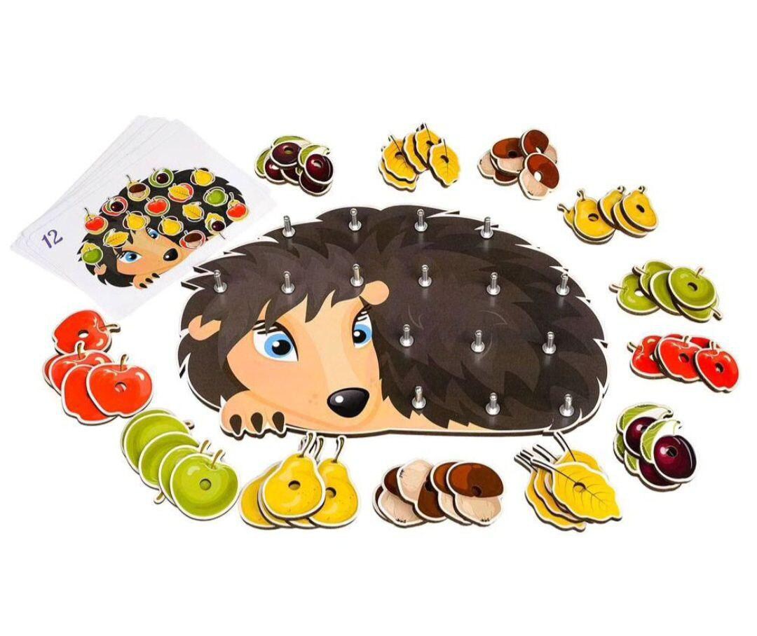 Wooden Hedgehog Toy, Montessori Materials, Wooden Peg Toy, Sensory Toy ...