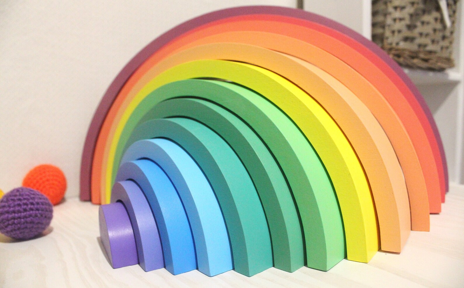 Large Wooden Rainbow Stacker Montessori Toys Toddlers Room - Etsy