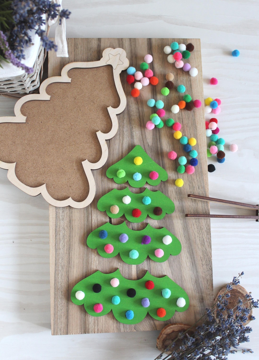 Christmas Tree Shaped Sensory Play Board, Wooden Christmas Tree Toy ...