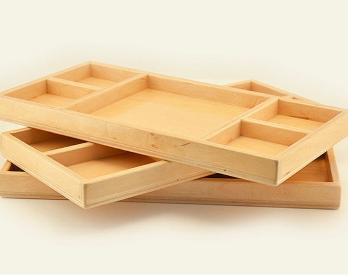 Set of Sorting Trays, Montessori Trays Tinker Trays Set of Wooden Trays ...