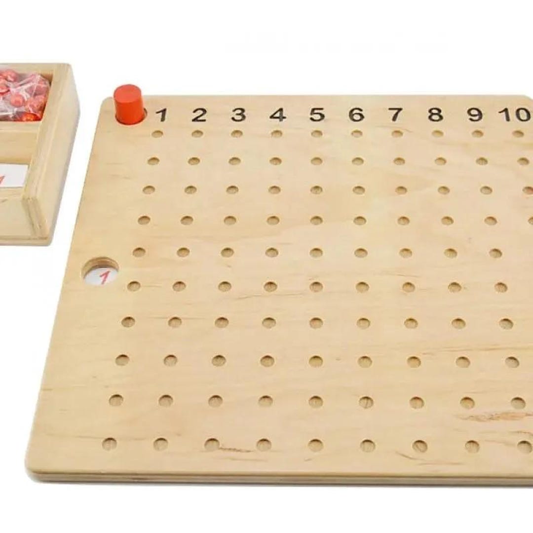 Wooden Montessori Multiplication Board, Montessori Math, Multiplication ...