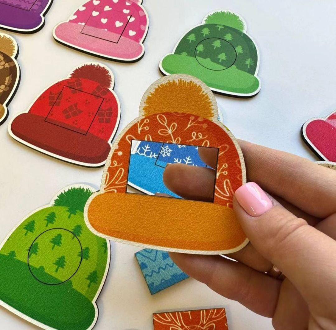 Wooden Clothes Sorting Toy, Wooden Matching Game, Winter Christmas ...