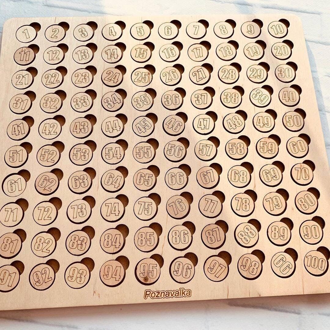 Wooden Hundred Board With Numbers 1-100, Montessori Learning Numbers ...