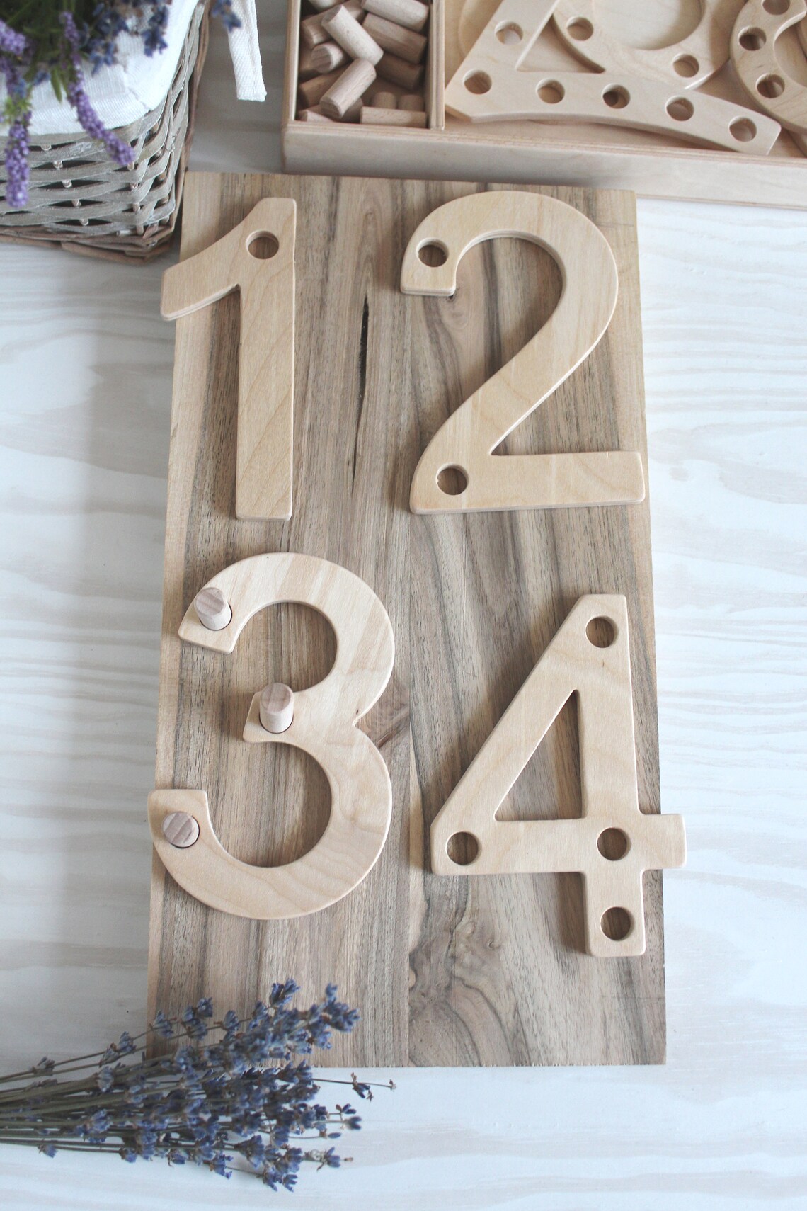 Wooden Numbers Pegs Preschool Montessori Class Home School - Etsy