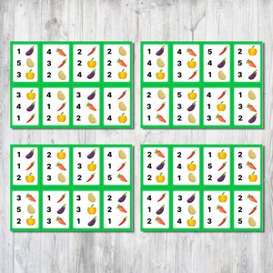 Vegetables Counting Cards, Pattern Activity, Toddlers Activity ...