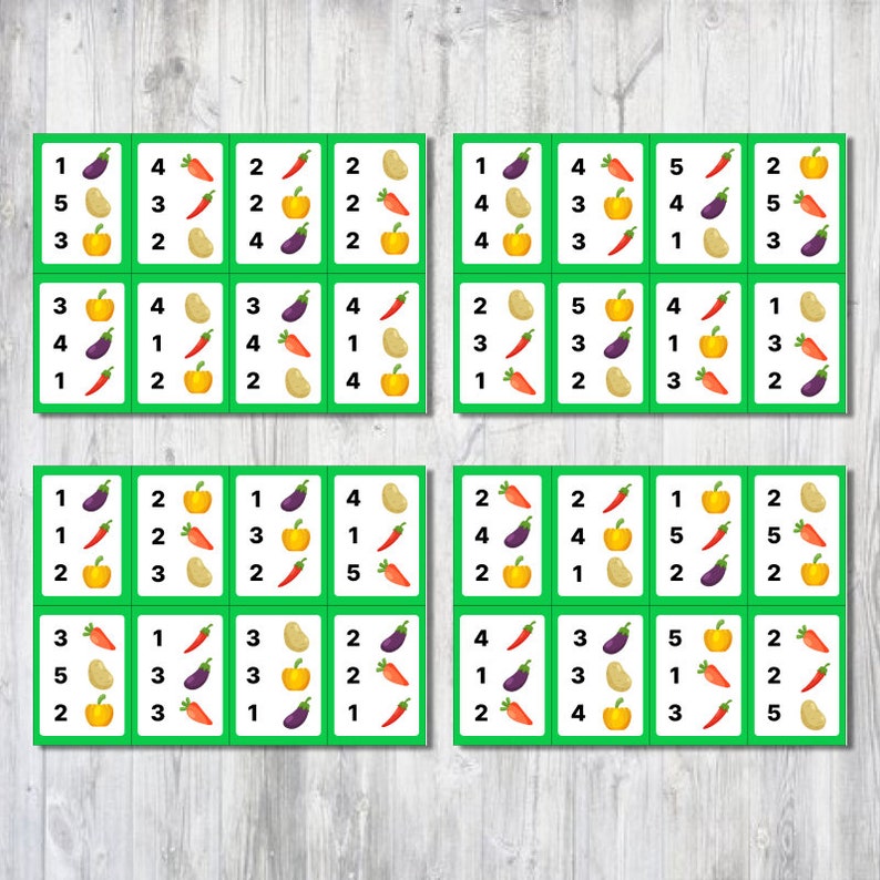 Vegetables Counting Cards Pattern Activity Toddlers - Etsy