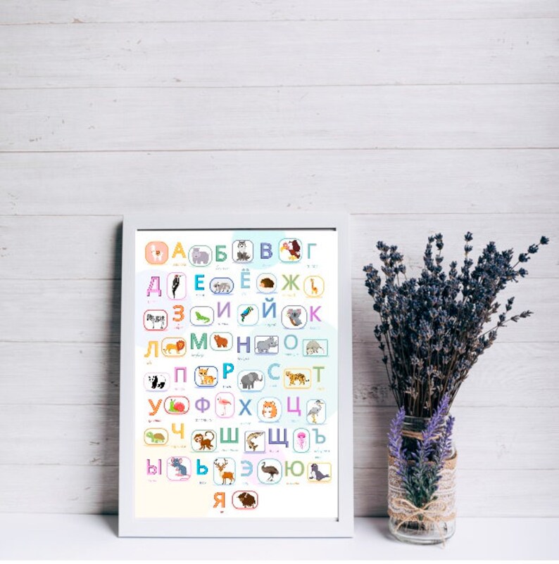 Russian Alphabet, Animal Alphabet Digital Alphabet Nursery Wall Art ...