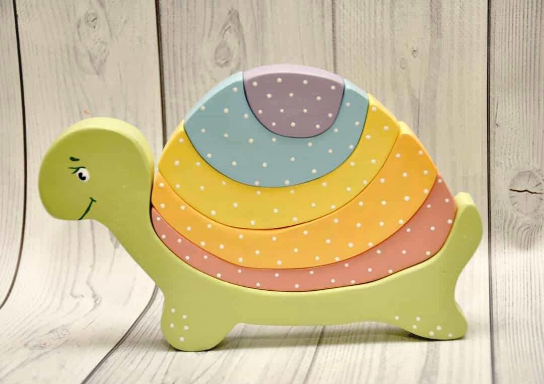 Pastel Wooden Turtle Toy, Stacking Balance Toy, Pastel Nursery Decor ...