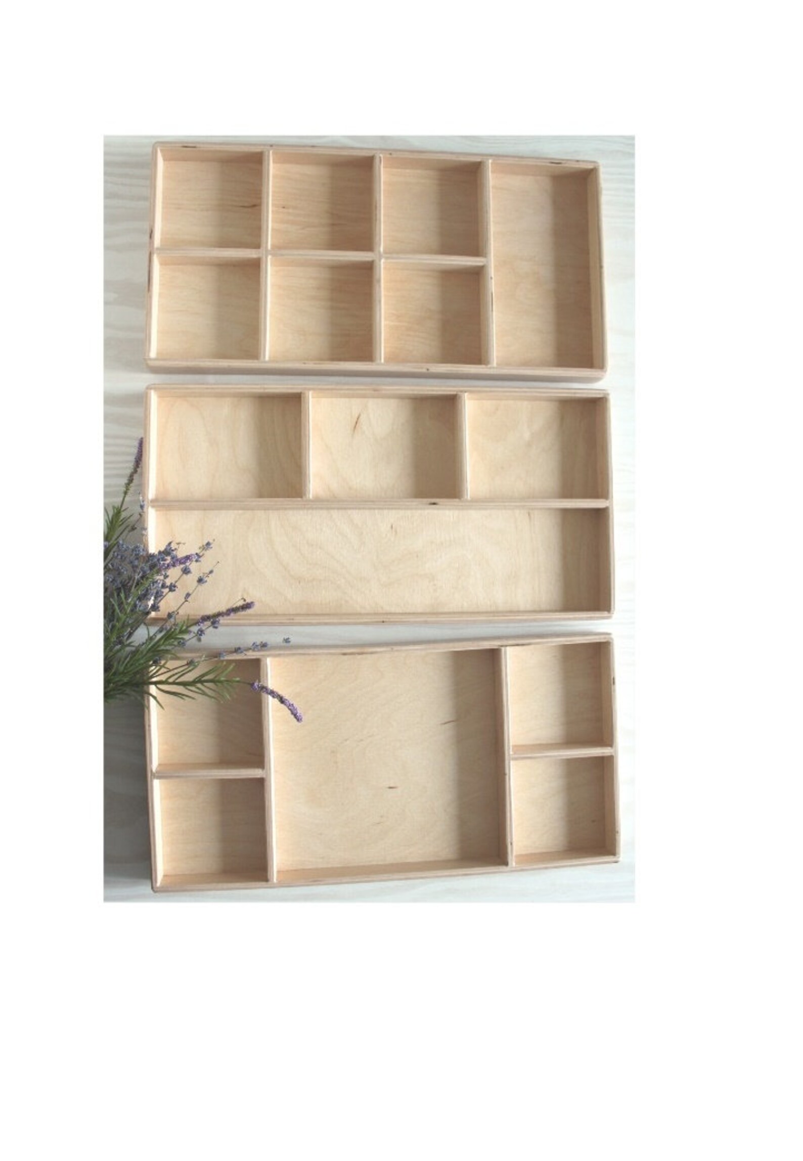 Wood Tray With Dividers, Tinker Tray, Sorting Tray, Partition Box Tray ...