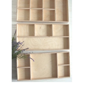 Wood Tray With Dividers, Tinker Tray, Sorting Tray, Partition Box Tray ...