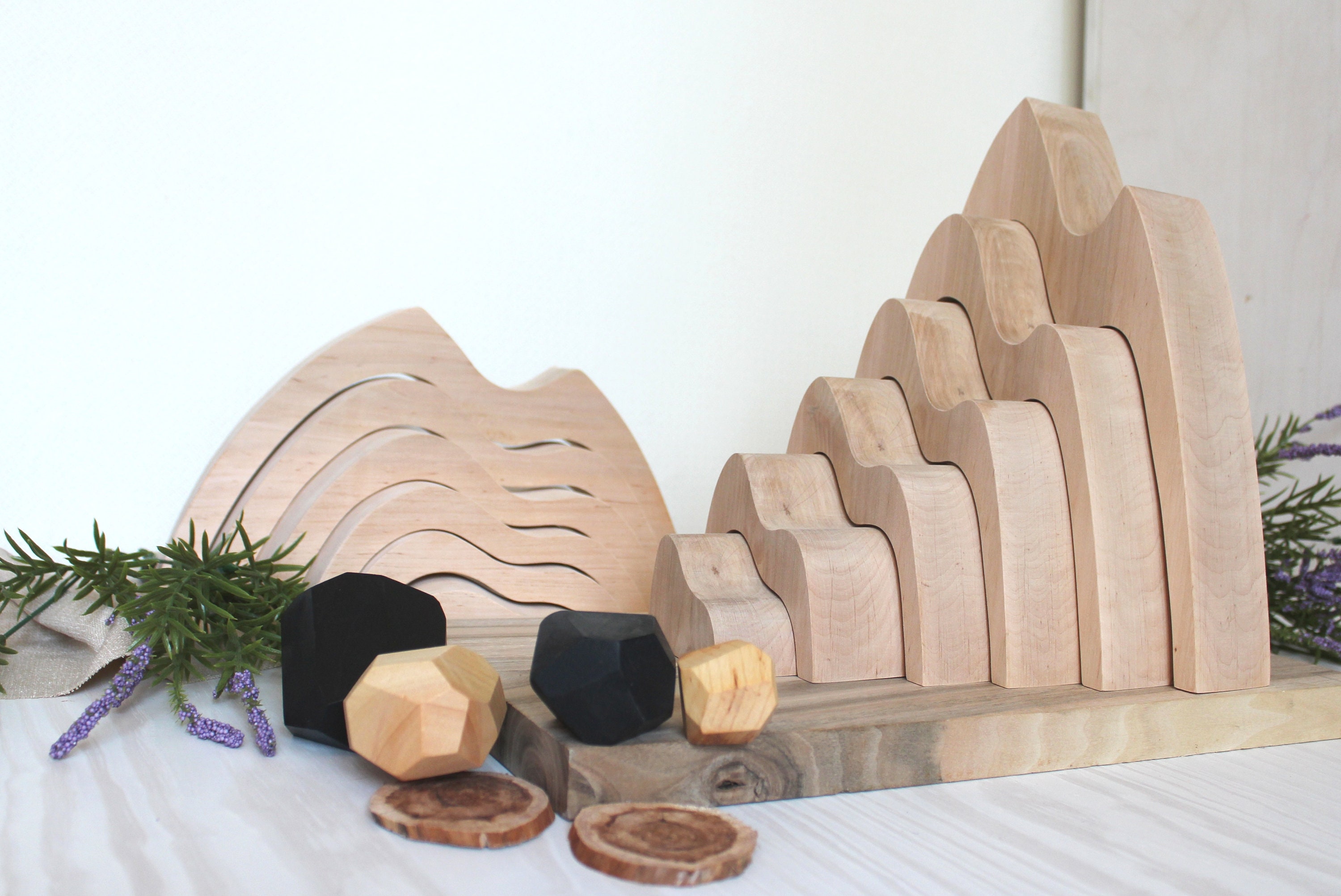 Mountain Wooden Toy Wooden Stacker Toy Montessori Toys 2 | Etsy