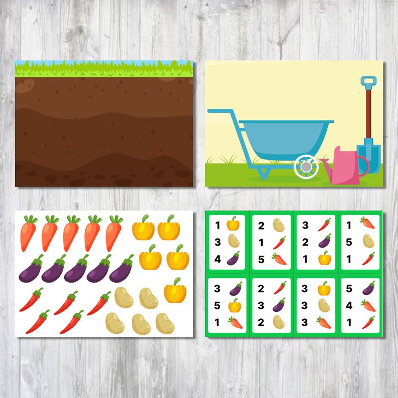 Vegetables Counting Cards Pattern Activity Toddlers - Etsy