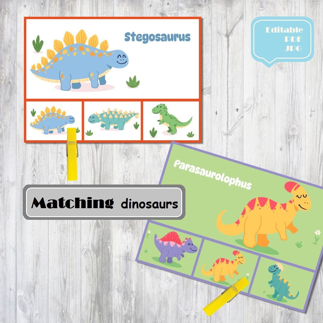 Matching Dinosaur Game, Animal Matching Activity, Montessori Toddler ...
