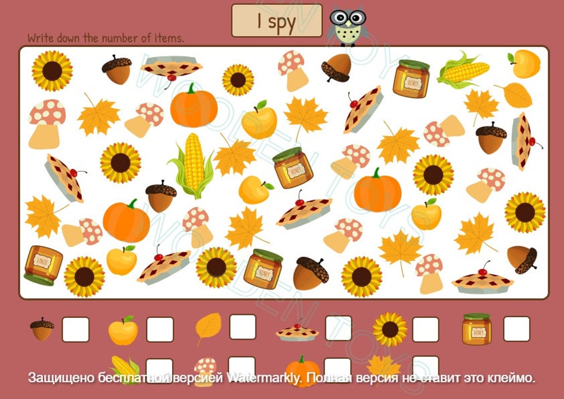 Fall I Spy Game Autumn Binder Montessori Digital Preschool - Etsy