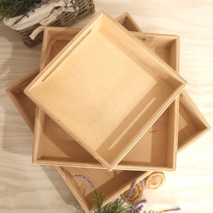 Wooden Square Trays, Montessori Tray, Set of Square Trays, Sorting Tray ...