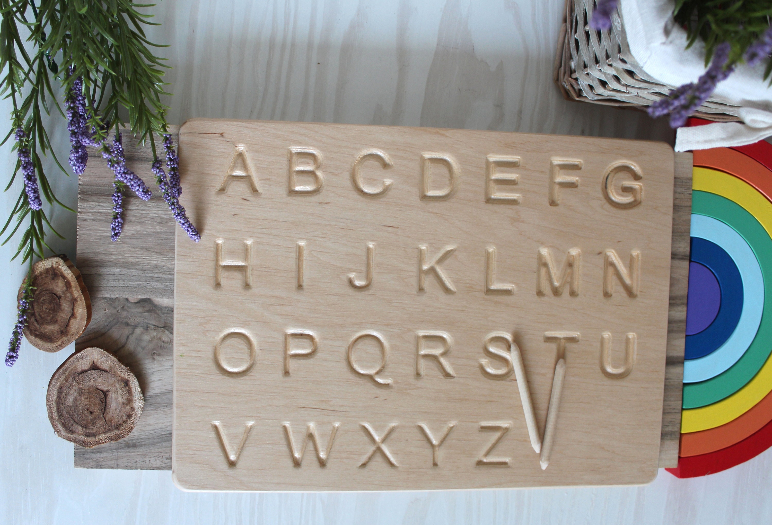 Wood Tracing Board Printed Alphabet Alphabet Tracing Board | Etsy