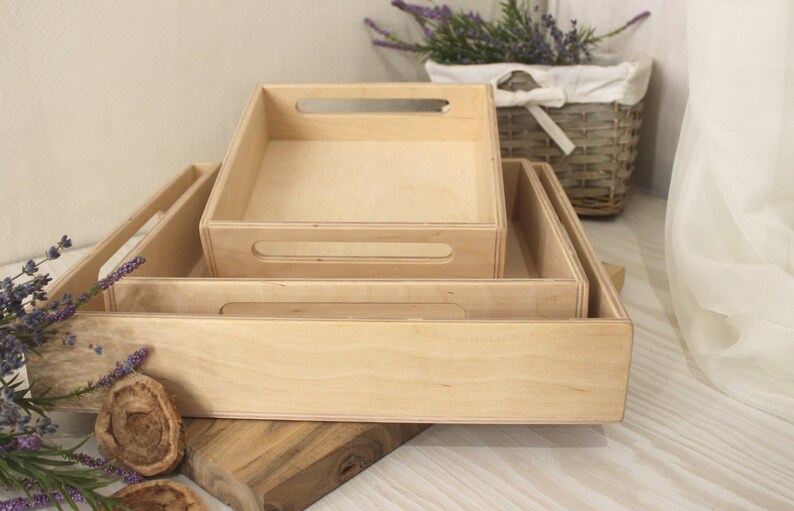 Wooden Square Trays Montessori Tray Set of Square Trays - Etsy