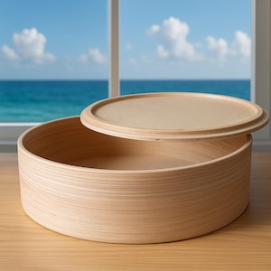 Round Storage Box With Lid, Wooden Box With Lid, Wood Round Box, Wood ...