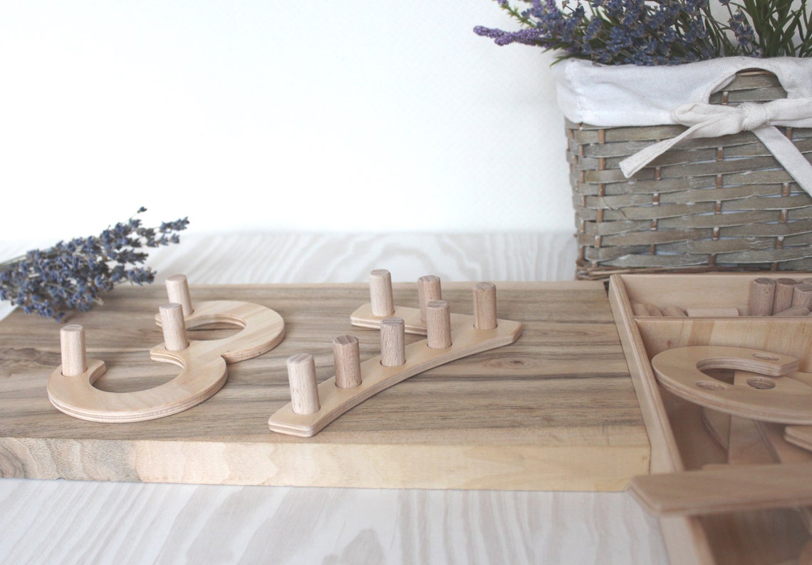 Wooden Numbers Pegs Preschool Montessori Class Home School - Etsy