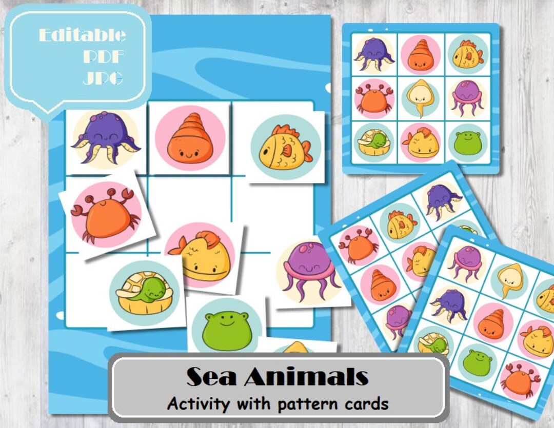 Sea Animals Pattern Activity, Pattern Strips, Sea Animals Matching Game ...