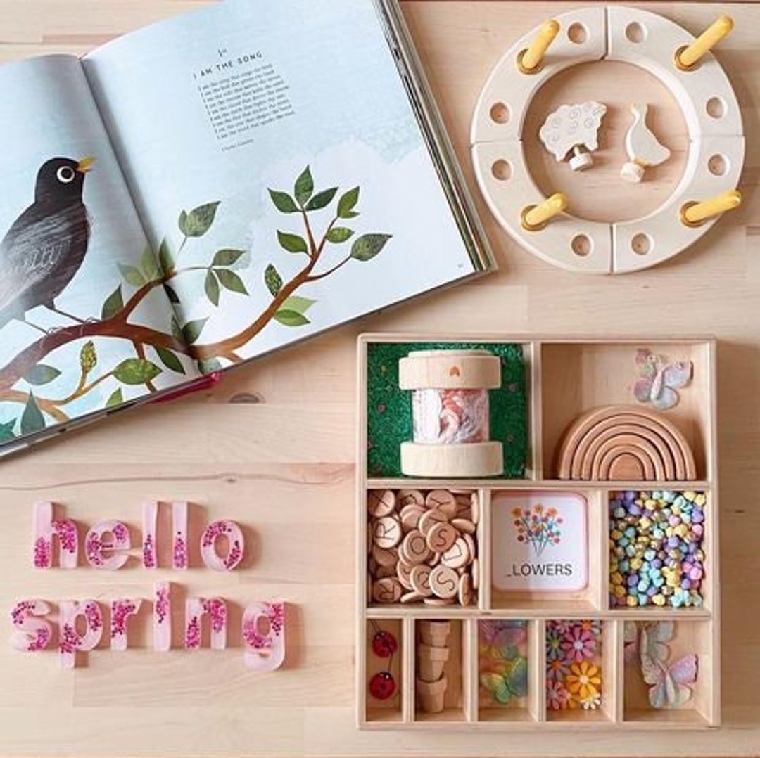 Wooden Tinker Tray, Montessori Tray Sensory Tray Sorting Tray Storage ...