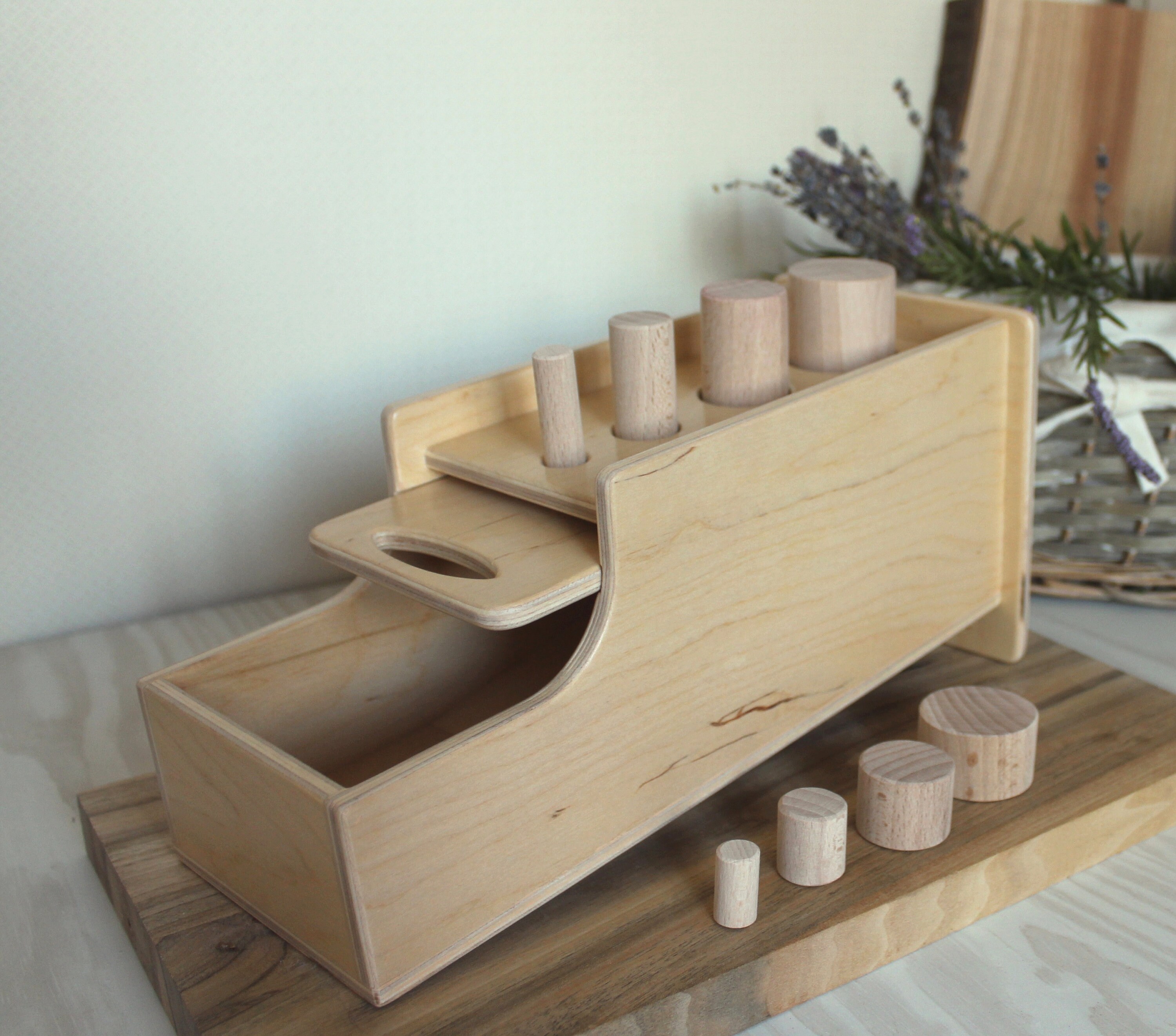 Toys & Games Baby & Toddler Toys Montessori Cylinder post box Wooden ...