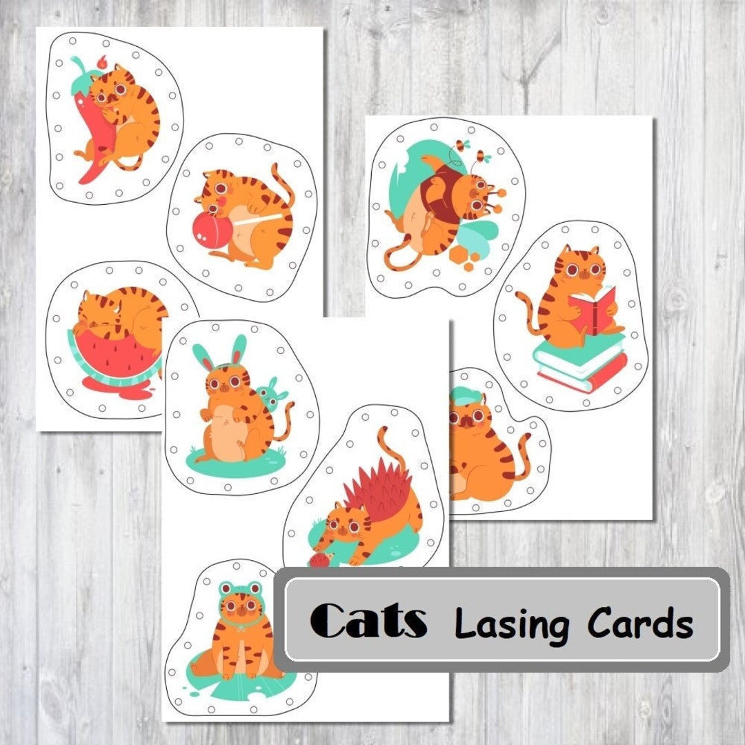 Lacing Cards, Printable Fine Motor Skill, Tying Toy for Toddler ...