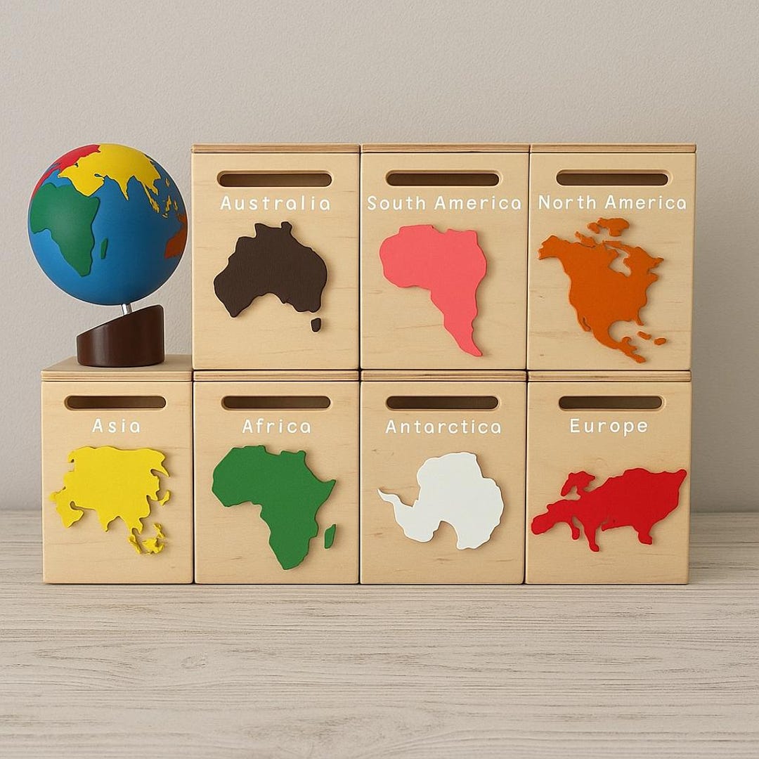 Montessori Continent Box SET of 7 Continents Continent Storage Large ...