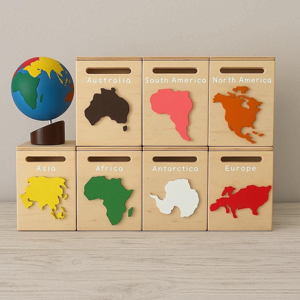 Montessori Continent Box SET of 7 Continents Continent Storage Large ...
