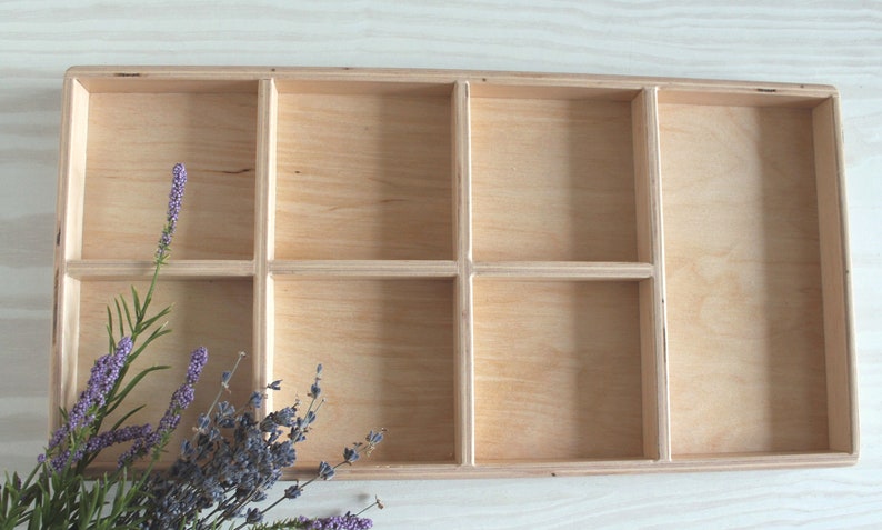 Wood Tray With Dividers Tinker Tray Sorting Tray Partition - Etsy