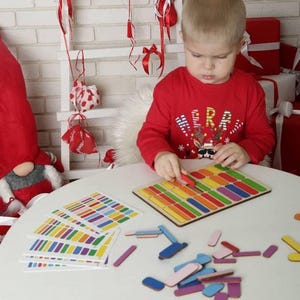 Wooden Sticks Motif Cards, Montessori Toy, Montessori Play Set Learning ...