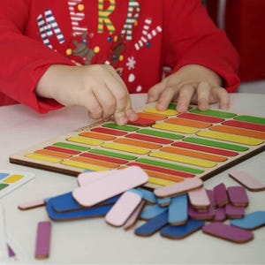 Wooden Sticks Motif Cards, Montessori Toy, Montessori Play Set Learning ...