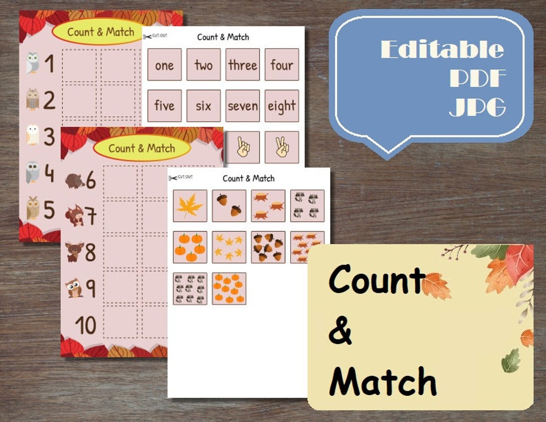 Count and Match, Preschool Activity Printable, Counting Activity ...