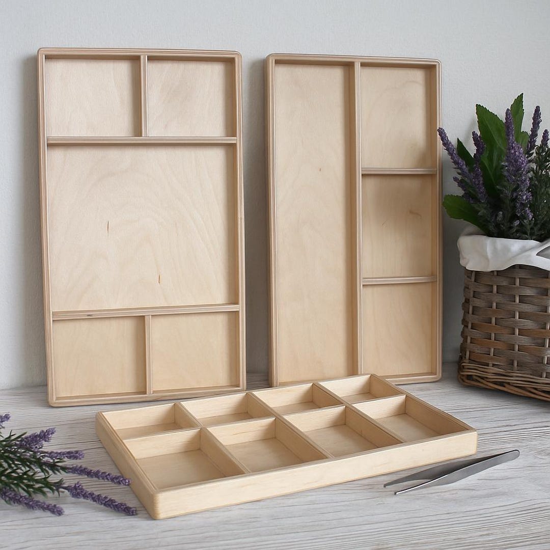 Set of Trays, Wooden Trays, Tinker Tray, Montessori Sorting Tray ...