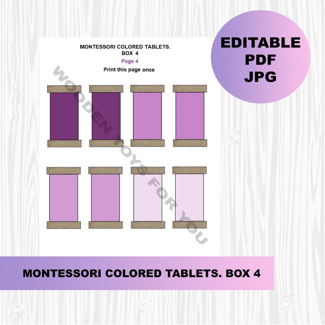 Montessori Colored Tablets Box 4 Printable Homeschool Download ...