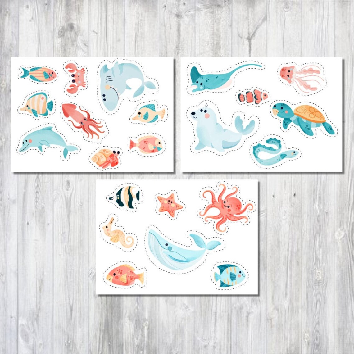 Cut and Glue Sea Life Cut Glue Activities Cut Paste - Etsy