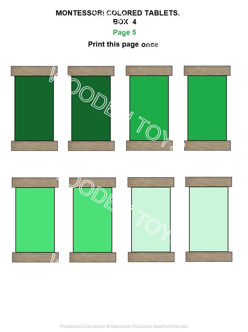 Montessori Colored Tablets Box 4 Printable Homeschool download | Etsy