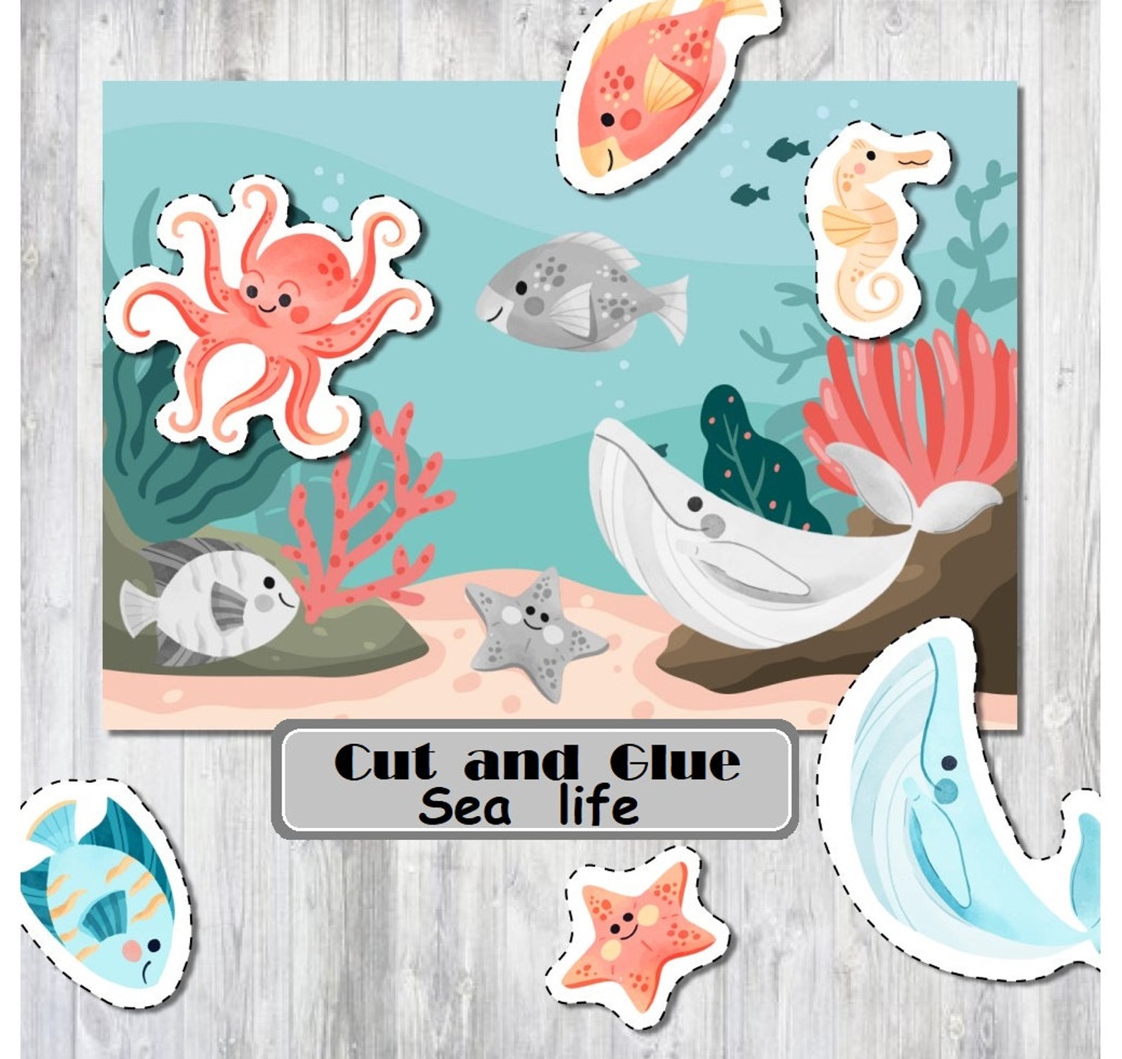 Cut and Glue Sea Life Cut Glue Activities Cut Paste - Etsy