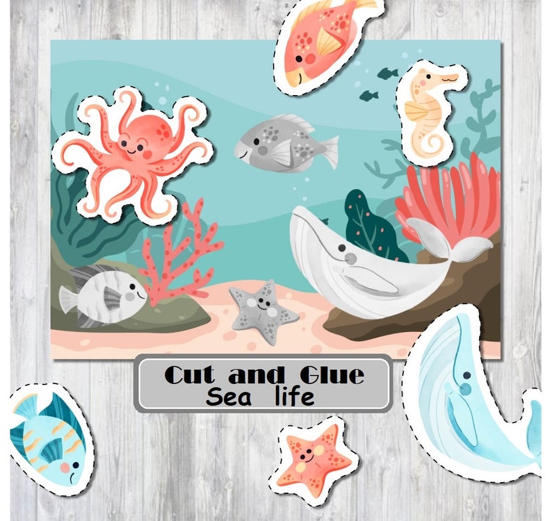 Cut and Glue Sea Life Cut Glue Activities Cut Paste - Etsy