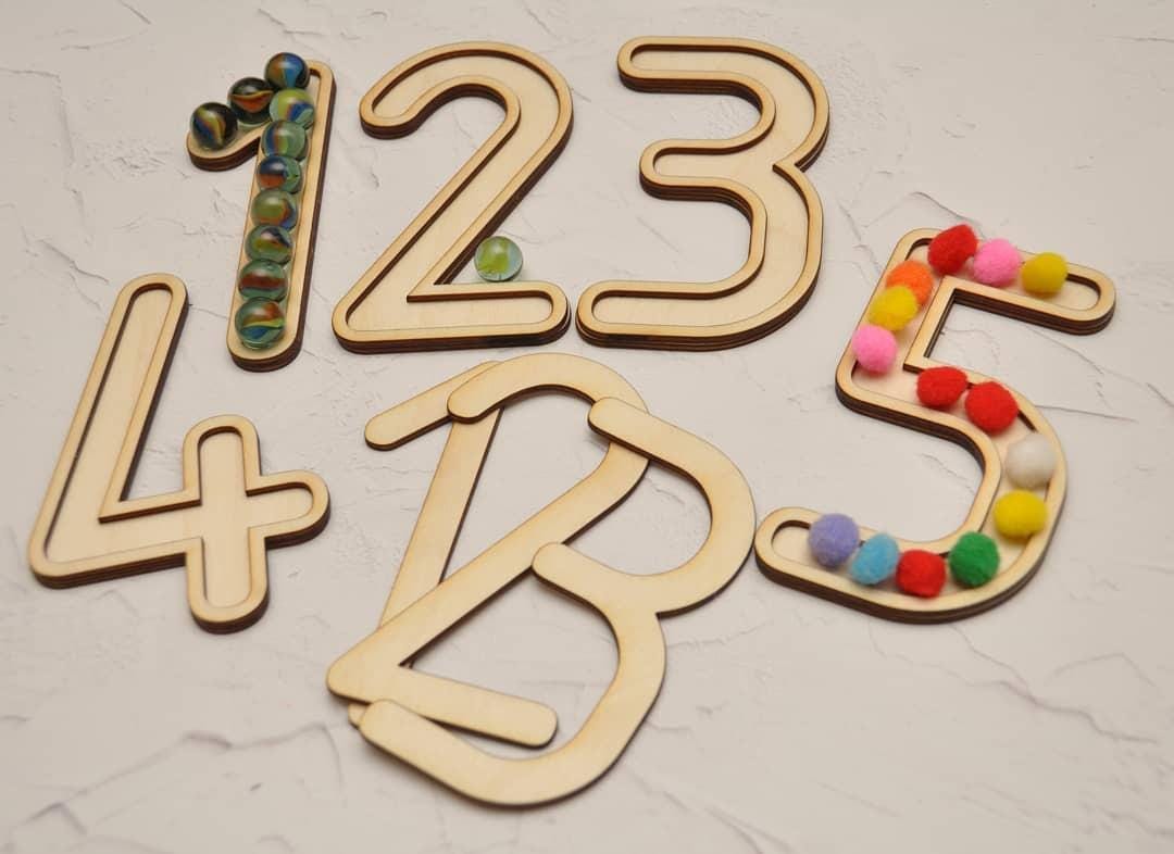 Wooden Number Set, 0-9 Wooden Numbers, Set of 10, Montessori Math Toy ...