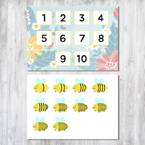 Bees Counting Game, Math Toddler Printable Activity Montessori Digital ...