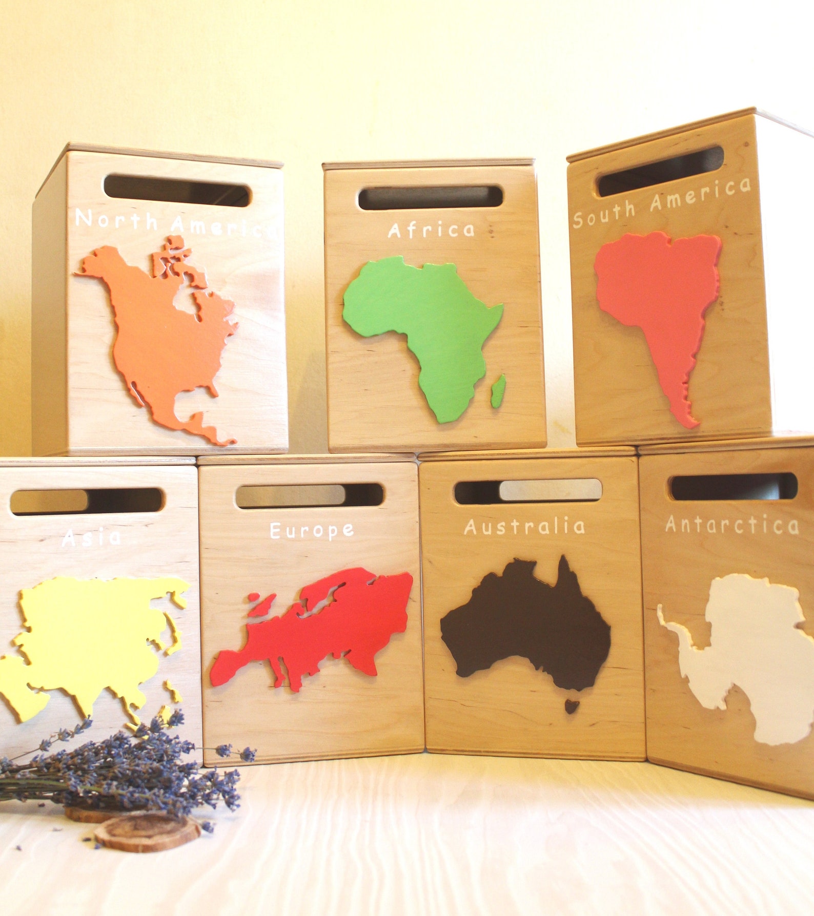 Montessori Continent Box SET of 7 Continents Continent Storage | Etsy