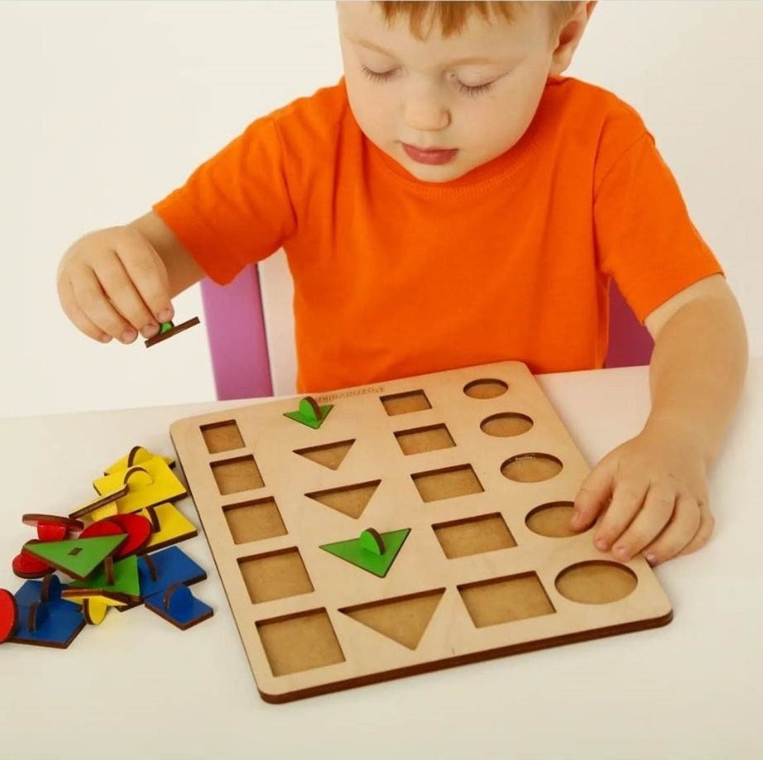 Wooden Math Puzzle Montessori Math Learning Toys Geometry Shapes ...
