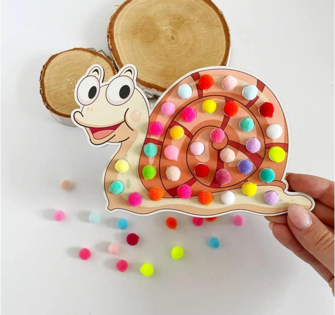 Wooden Snail Toy, Insect Toy, Montessori Learning Toy, Pom-pom's Toy ...